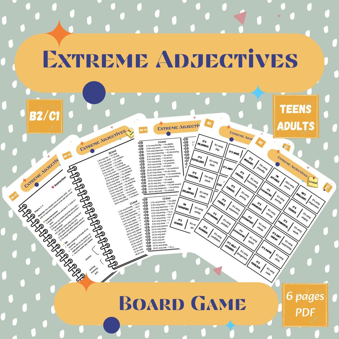 Extreme Adjectives Domino Game | Fun ESL Vocabulary Activity for B2 ...