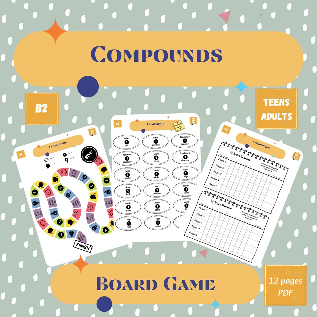 Compound Words Board Game B2 | Vocabulary Practice for Teens and Adults ...
