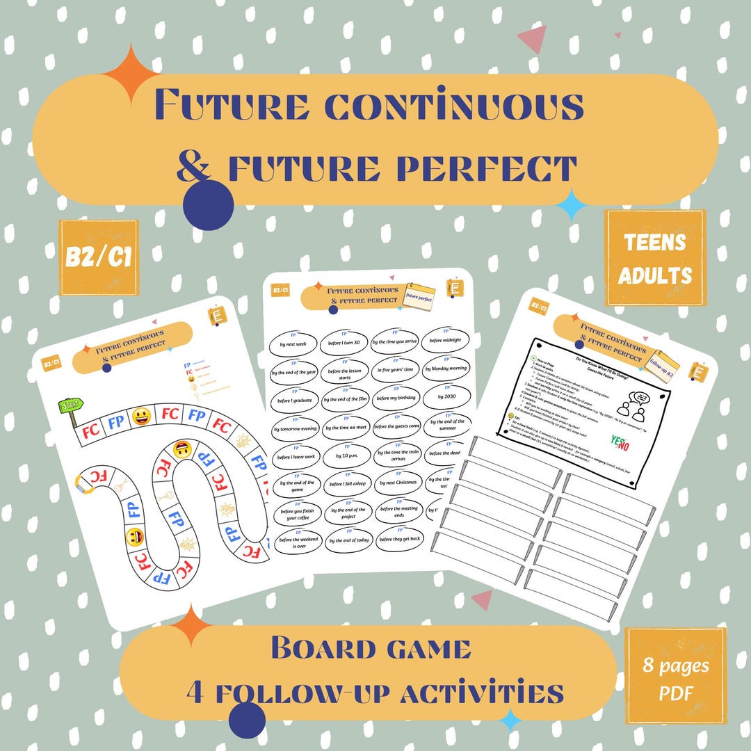 Future Continuous & Future Perfect ESL Board Game – Fun Grammar ...