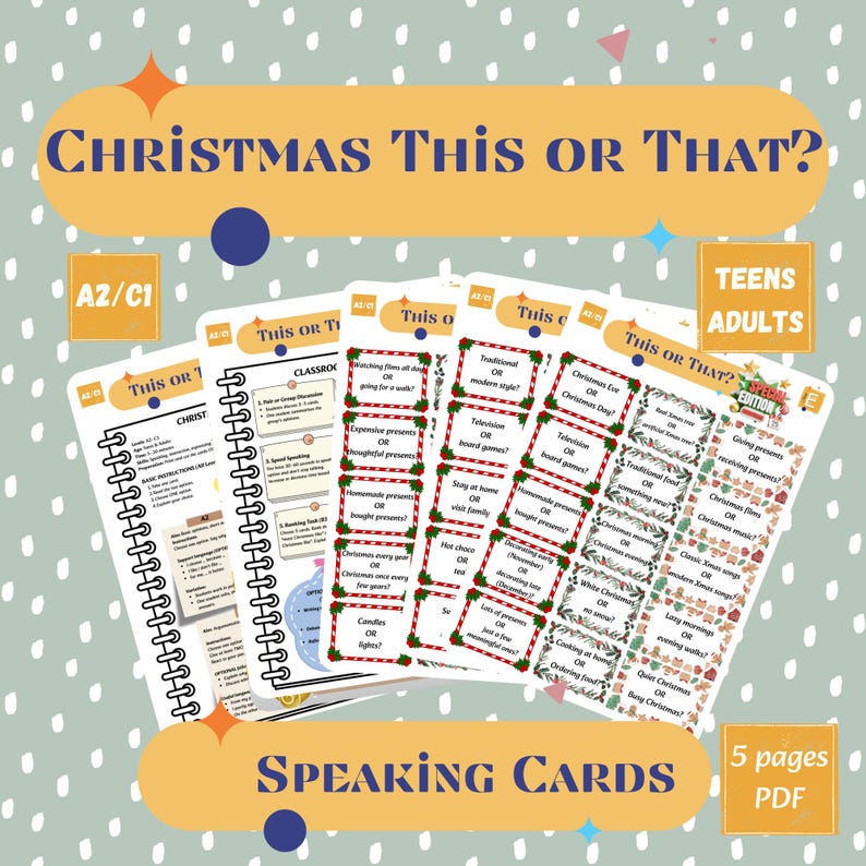 Christmas This or That Speaking Cards | ESL Conversation Game | A2–C1 ...