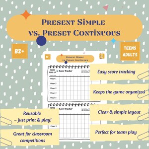 Tense Toss-up | ESL Grammar Board Game for Present Simple & Continuous ...