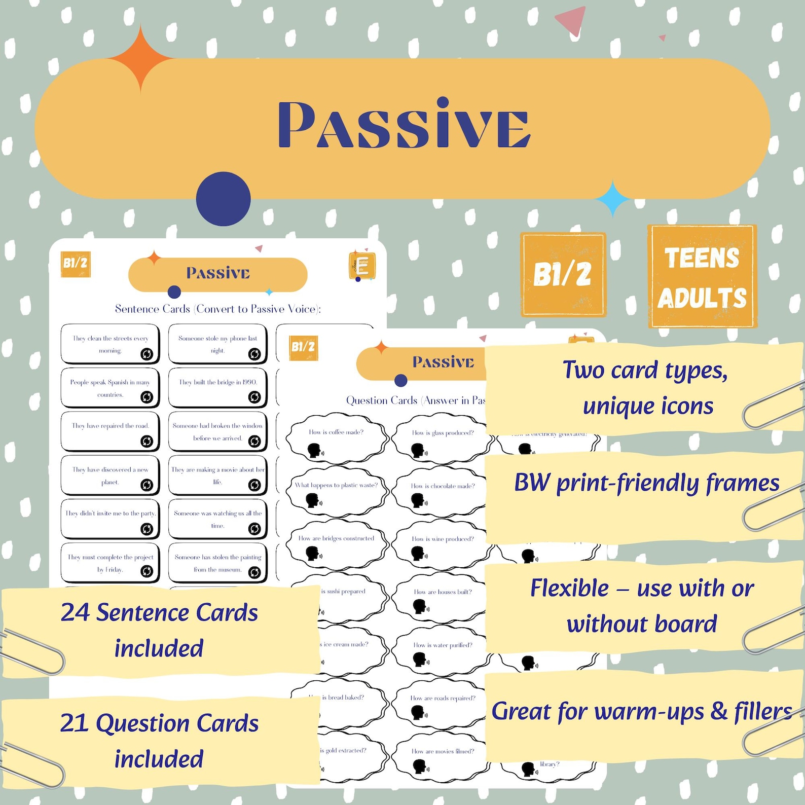 Passive Voice ESL Board Game | Fun Classroom Speaking Activity for B1 ...