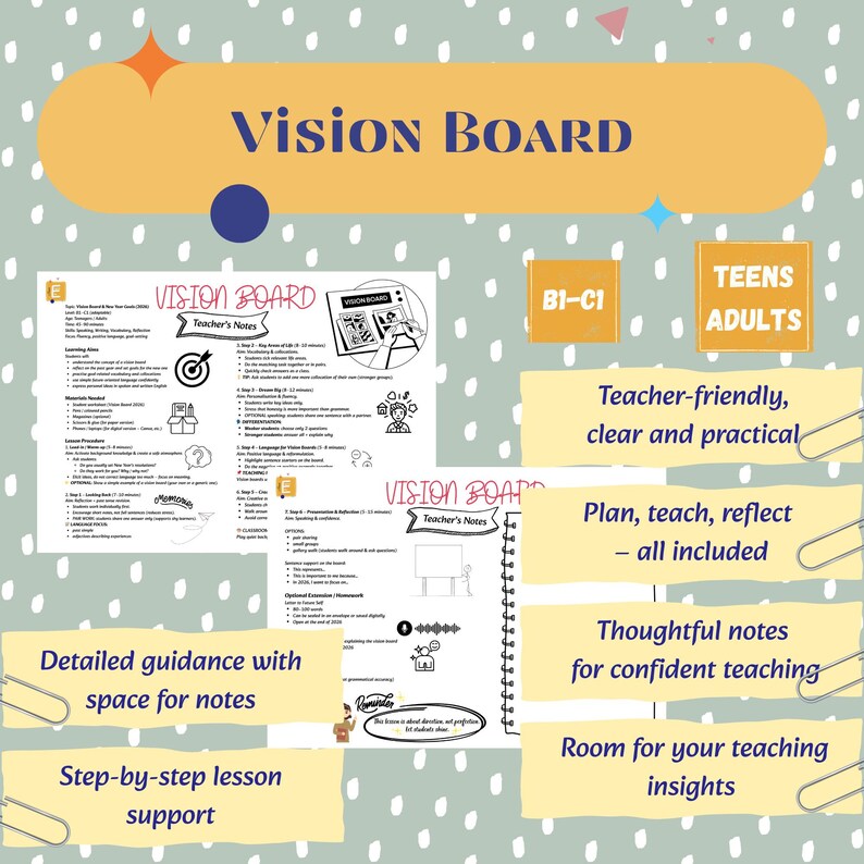 Vision Board Kit for Teen Girls 2026|english Worksheet B1–c1|new Year ...