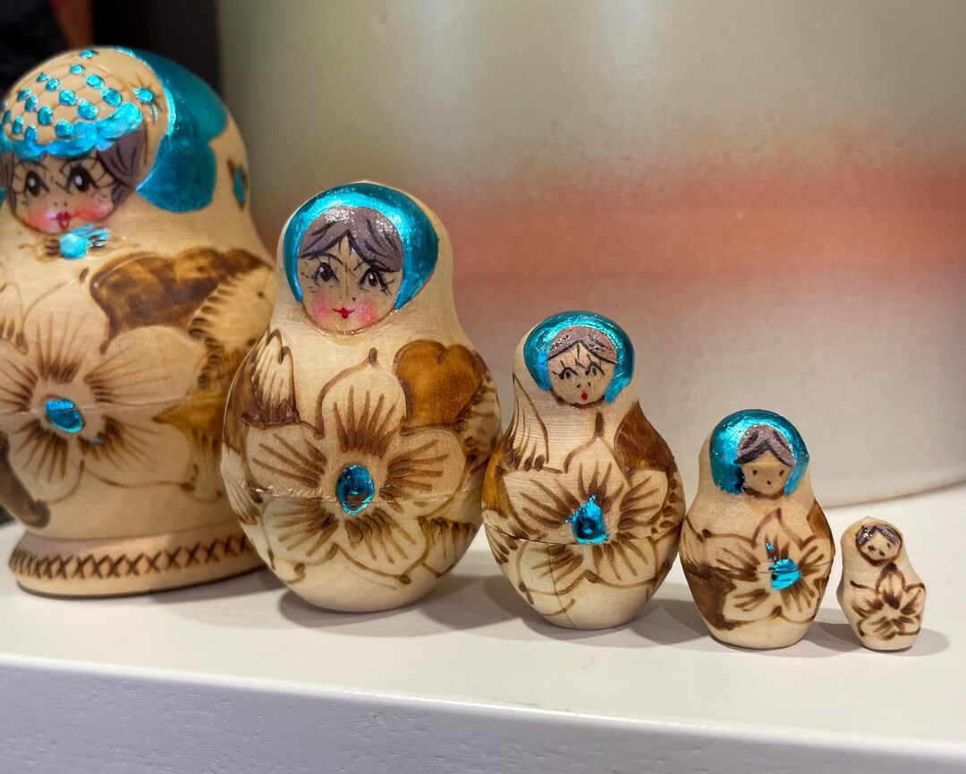Vintage Russian Nesting Dolls | Hand Carved & Painted Signed Matryoshka ...