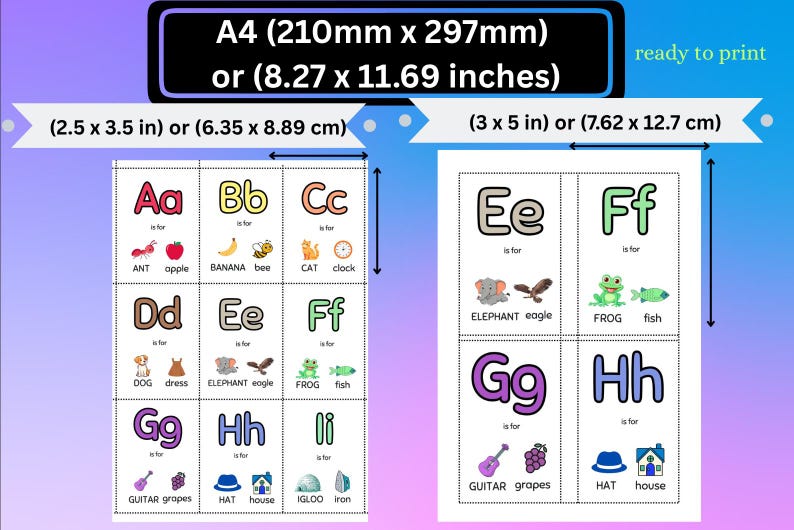 ABC Flash Cards Preschool Alphabet Educational Cards Learn ABC ...