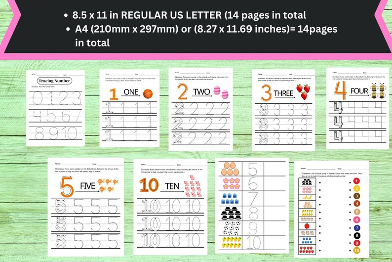 Number Tracing & Matching Worksheet: Preschool Math Printable (PDF ...