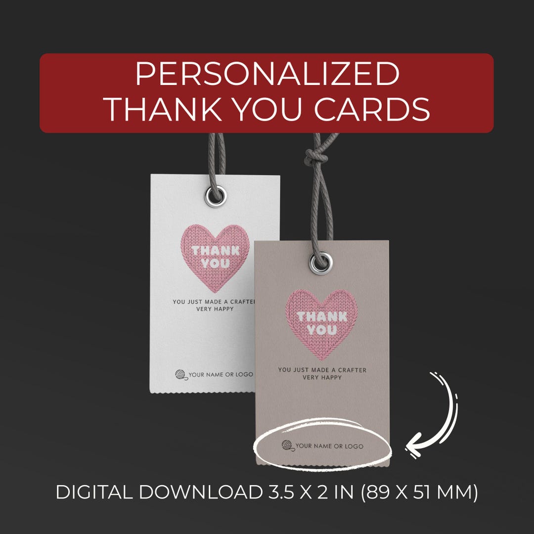Personalized Knitting Thank You Cards – Printable Business Tags With ...