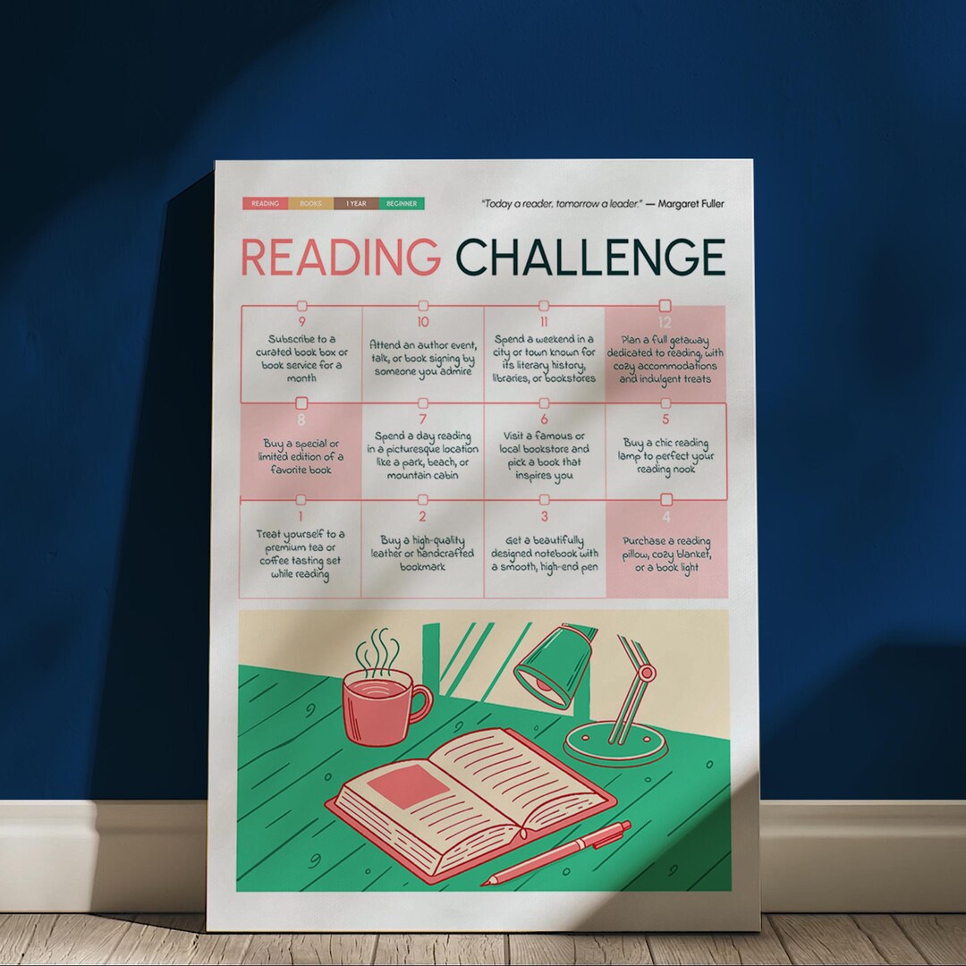 Reading Challenge Poster | Book Tracker Chart | Reading Log Printable ...
