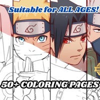 Naruto Anime Coloring Book With 100 Pages for Kids, Adults and ...