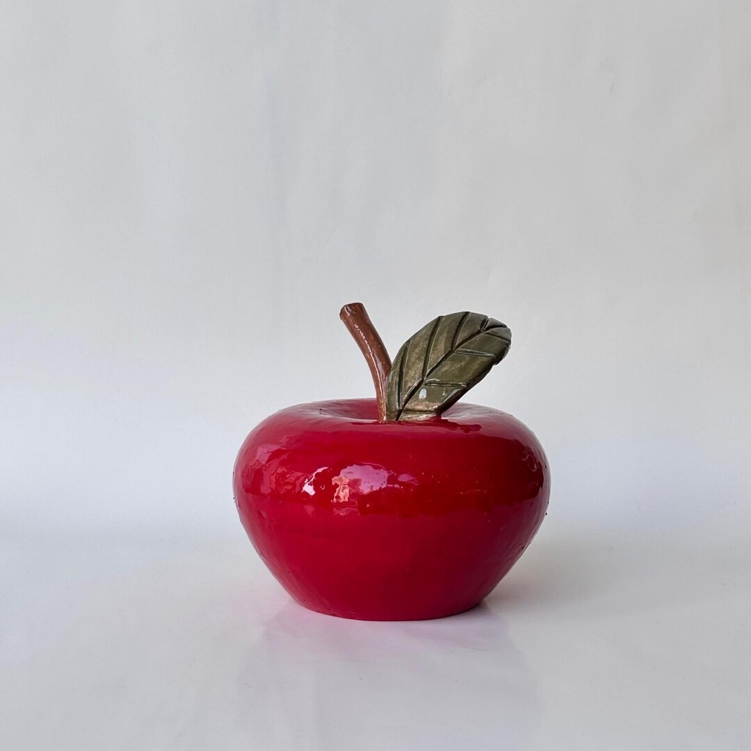 Medium Handmade Red Ceramic Apple – Decorative Home & Office Ornament ...