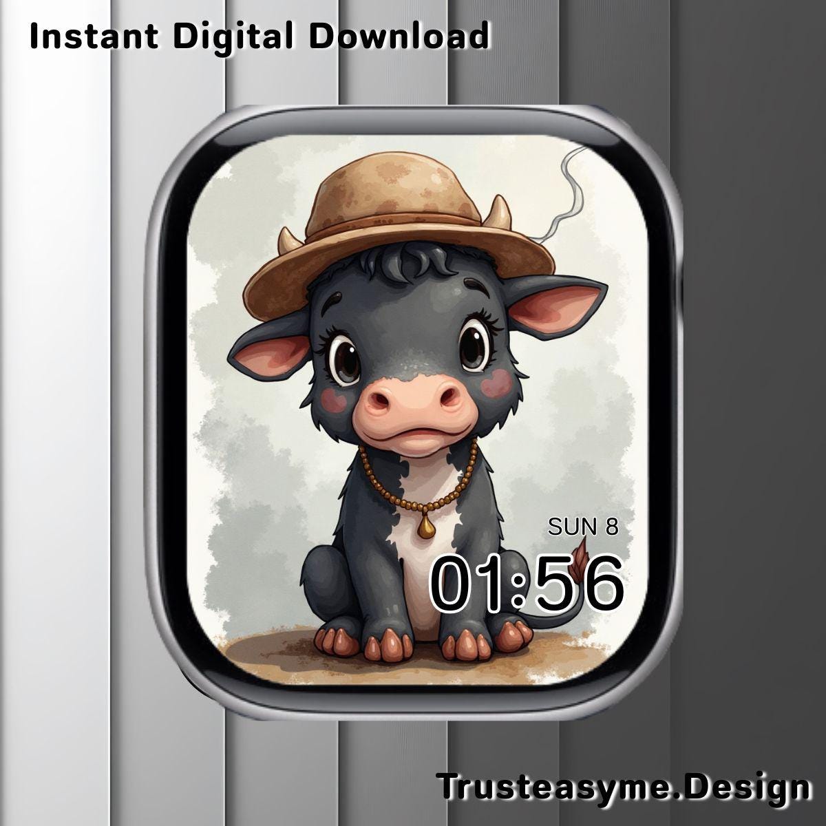 Farm Cow Watch Face | Wildflower Wallpaper Set - Etsy