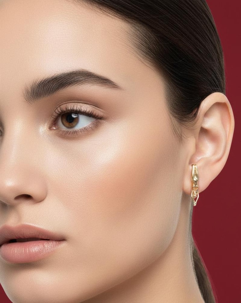 Gold Paola Vilas Earring, Back Hanging Human Earring, Unique Human ...