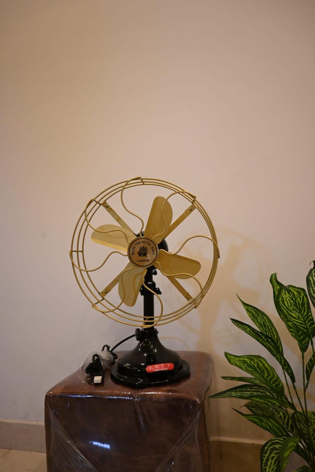 Industrial Brass Table Fan | Retro Desk Decor Metal Fan | Home & Office ...