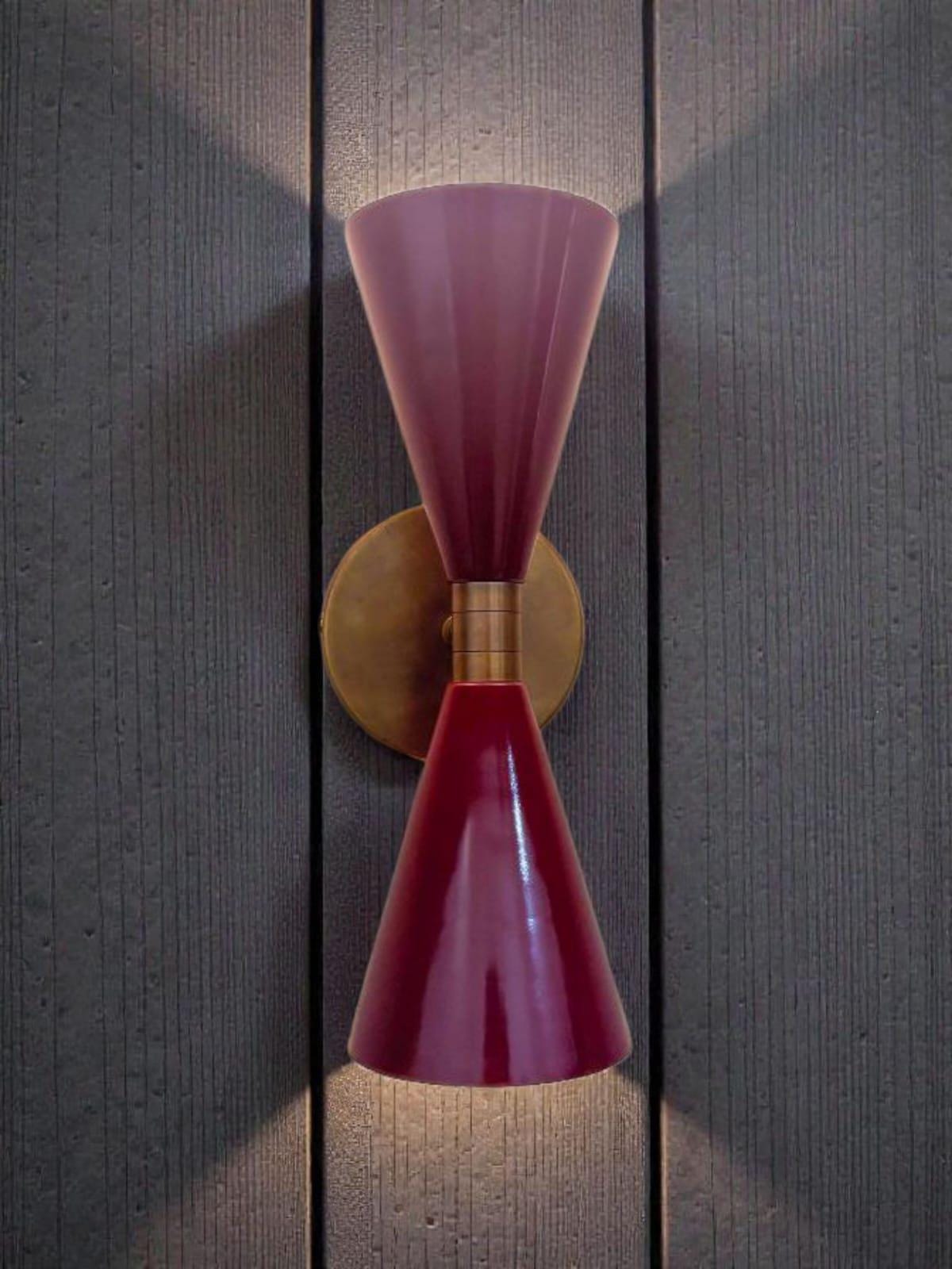 Mid Century Modern Red Diabolo Wall Sconce • Brass Accents • Metal Wall ...