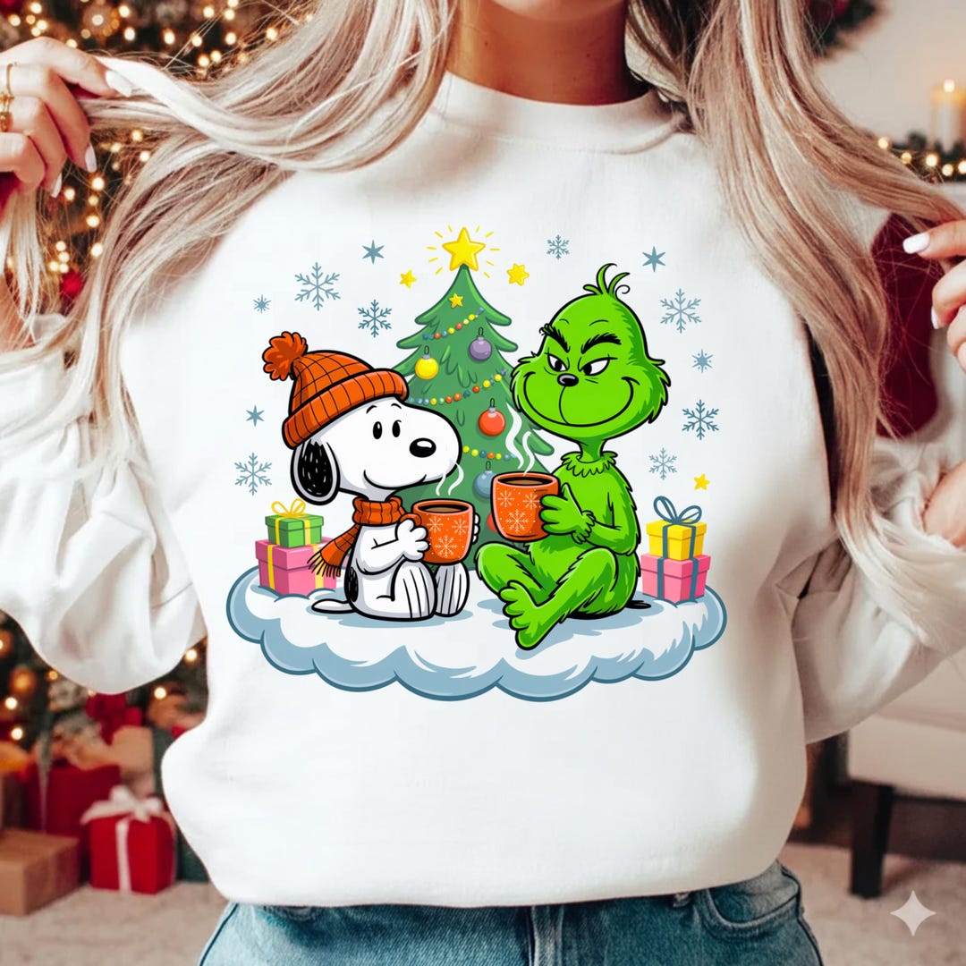 Snoopy & Grinch Christmas Tree PNG, Holiday Cartoon (digital Download ...