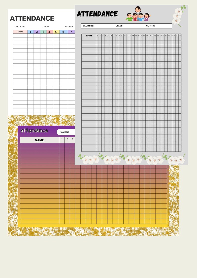 Attendance Tracker Printable Log ,homeschool Attendance Sheet Template ...