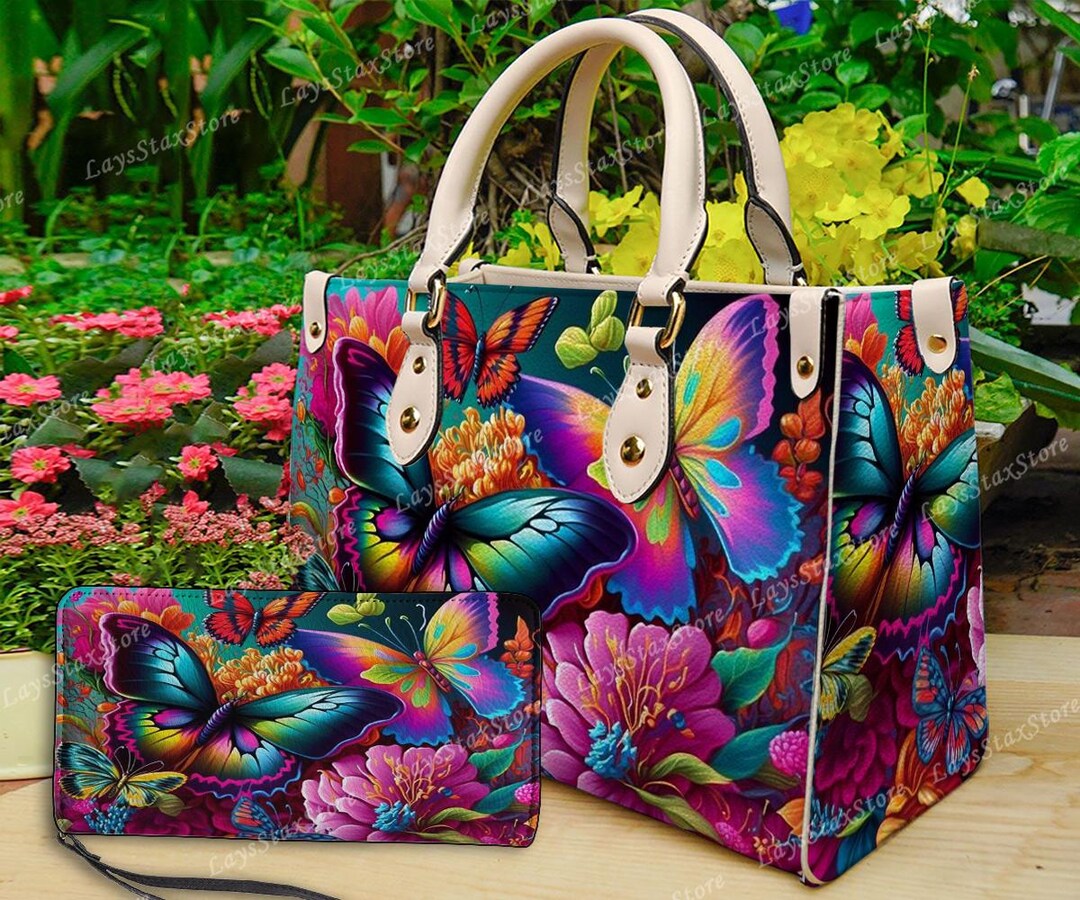 Butterfly Leather Handbag, Woman Handbag, Custom Leather Bag, Vintage ...