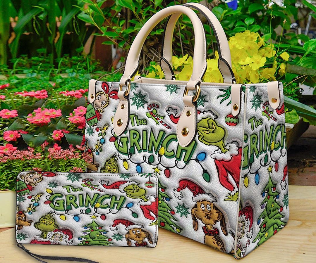 Personalized Grinch Christmas Leather Handbag, Grinch Women Bags ...