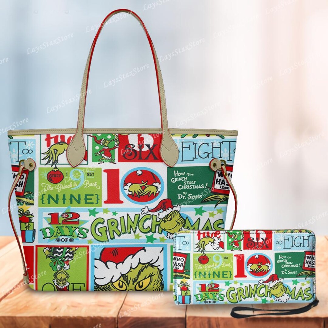 Personalized Grinch Christmas Tote Handbag, Grinch Women Bags, Grinch ...