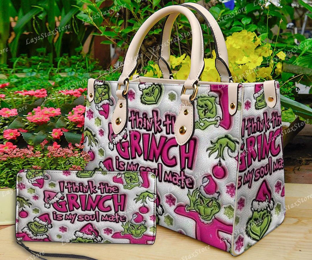 Personalized Grinch Christmas Leather Handbag, Grinch Women Bags ...