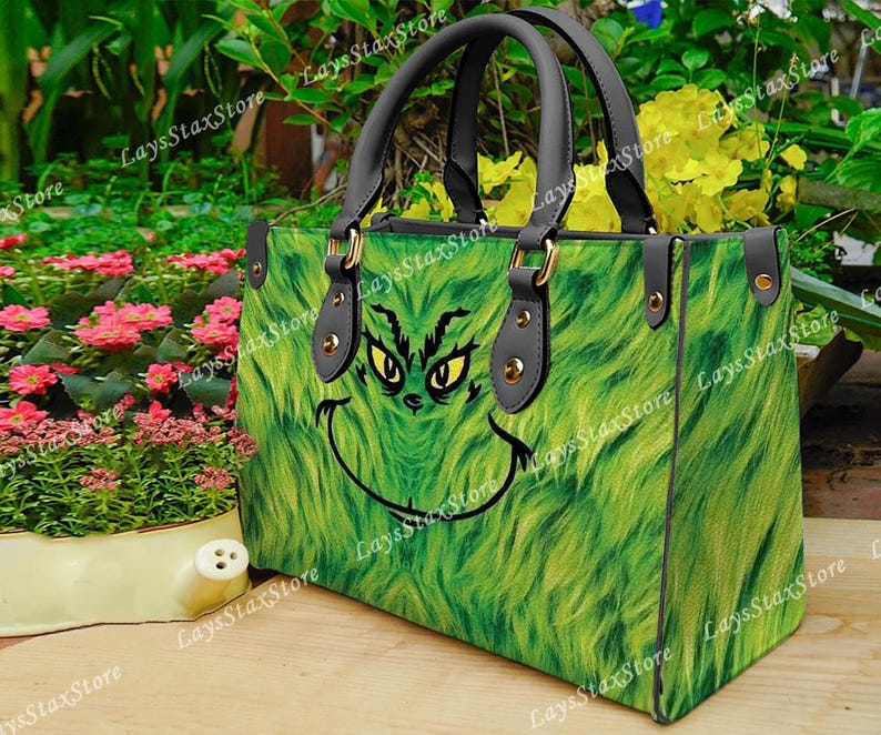 Personalized Grinch Christmas Leather Handbag, Grinch Women Bags ...