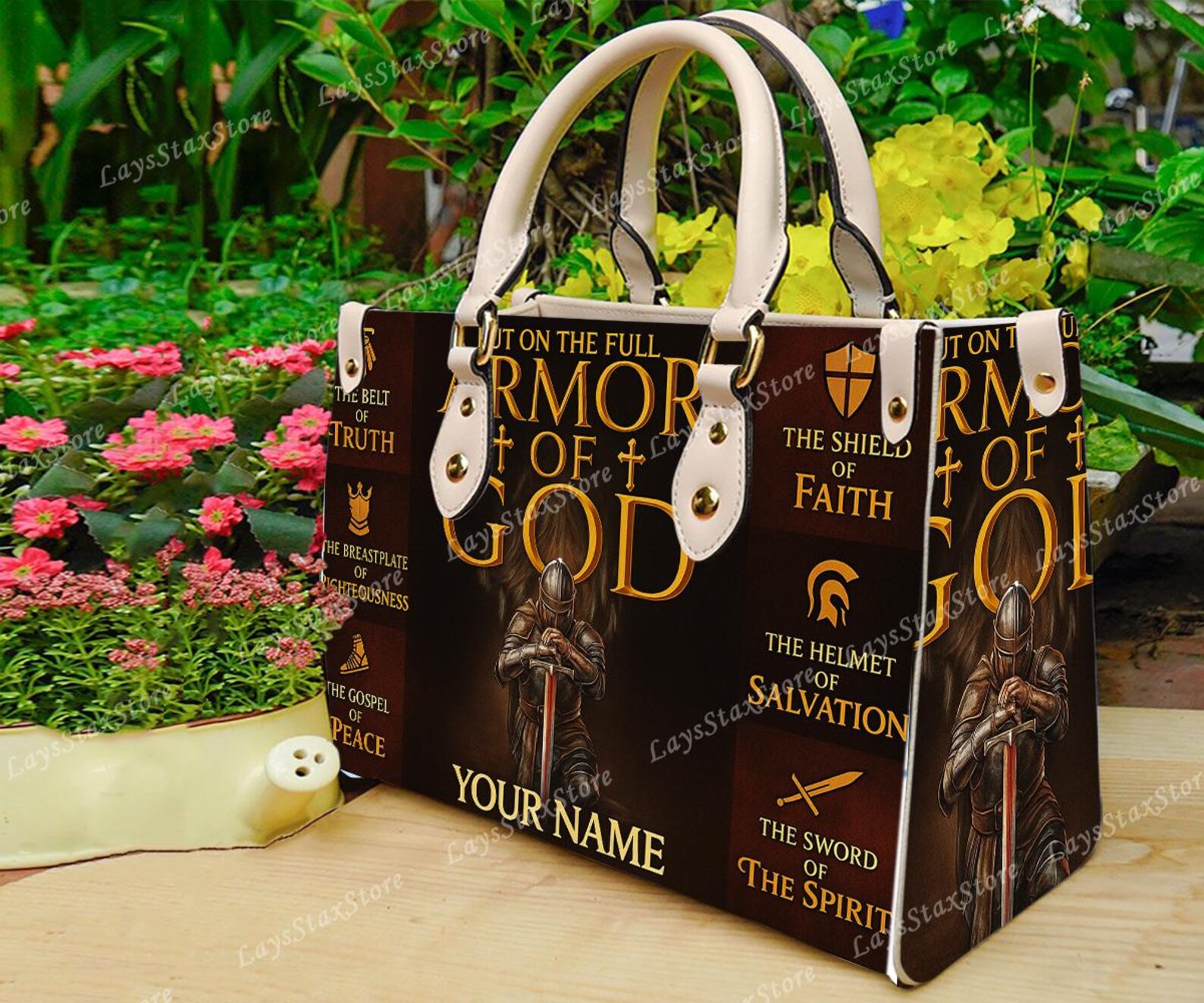 Personalized Christian Armor of God Handbag, Religious Scripture Tote ...