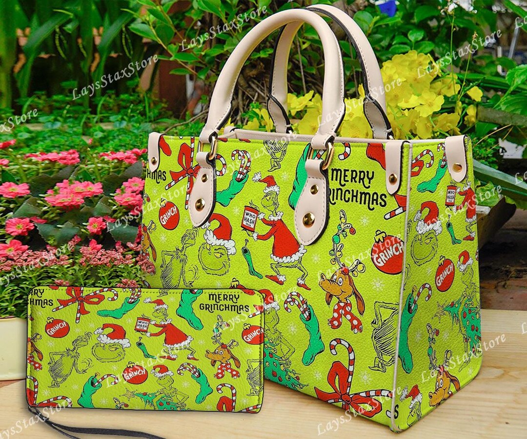 Personalized Grinch Christmas Leather Handbag, Grinch Women Bags ...