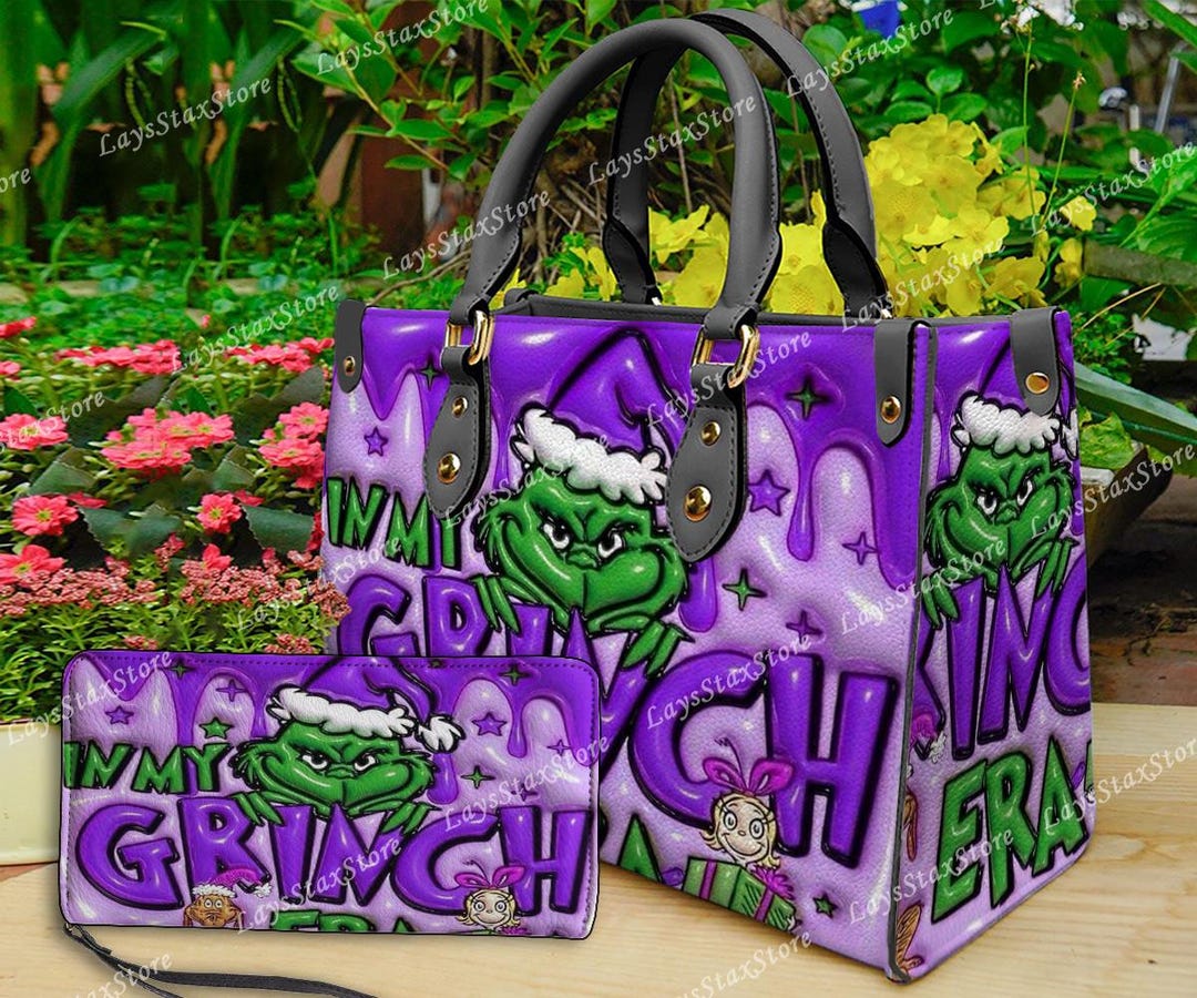 Personalized Grinch Christmas Leather Handbag, Grinch Women Bags ...