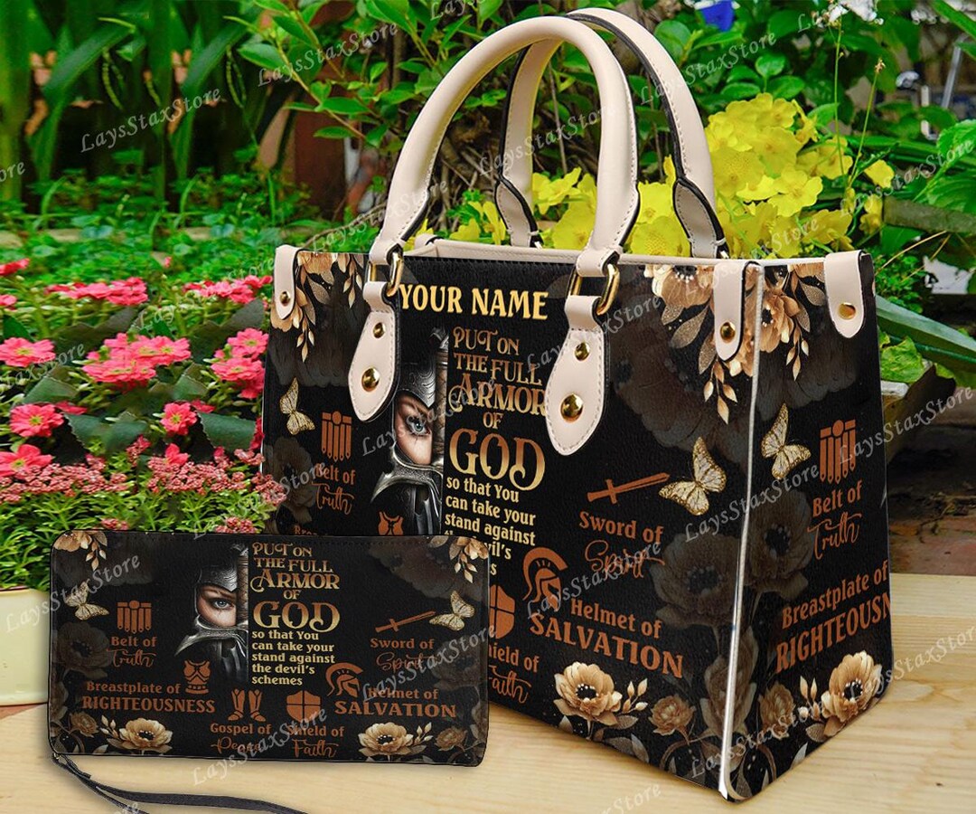 Personalized Christian Armor of God Handbag, Religious Scripture Tote ...