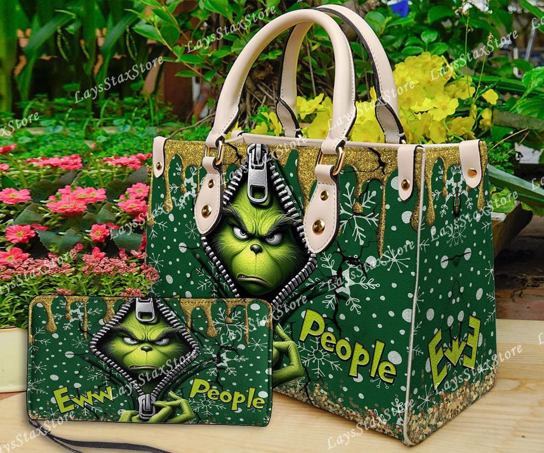 Personalized Grinch Christmas Leather Handbag, Grinch Women Bags ...