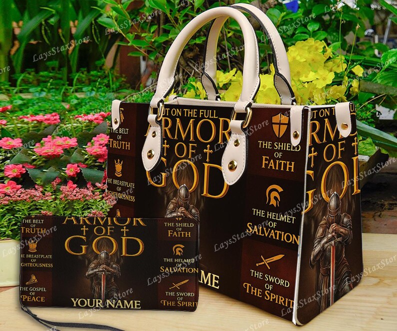 Personalized Christian Armor of God Handbag, Religious Scripture Tote ...