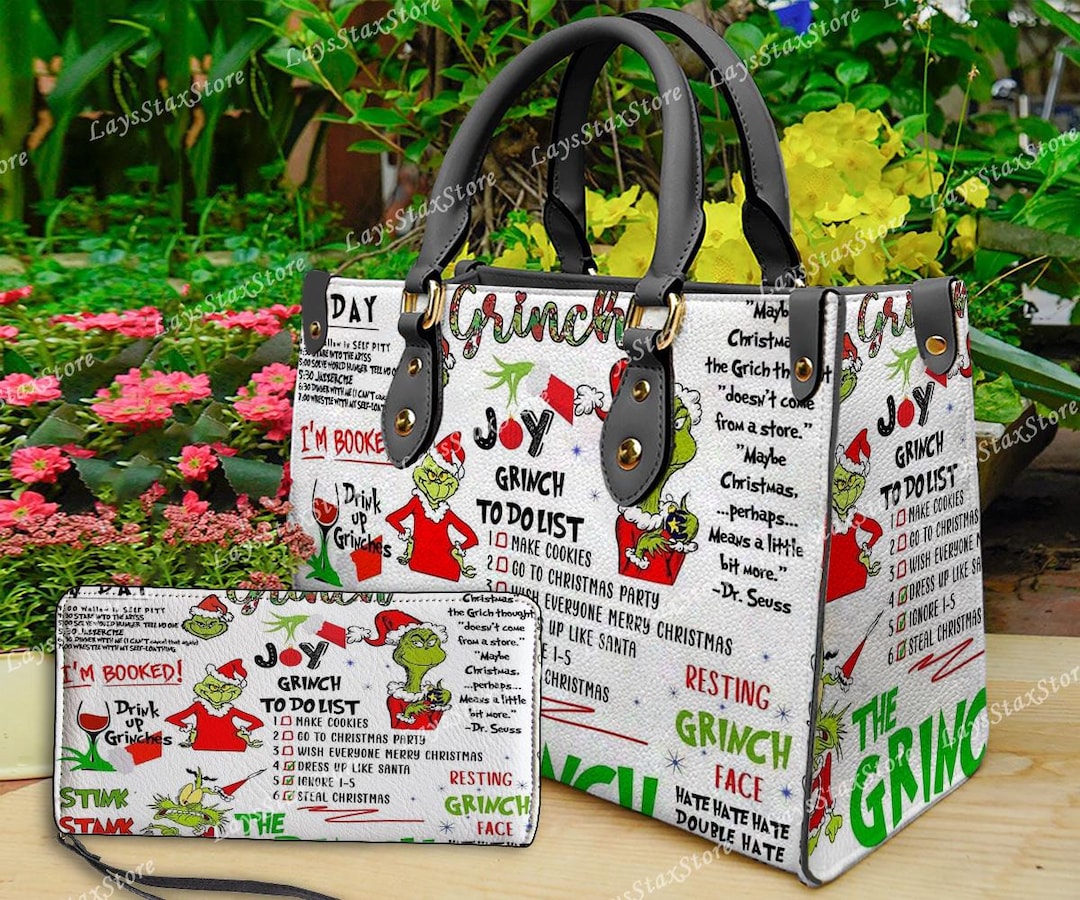 Personalized Grinch Christmas Leather Handbag, Grinch Women Bags ...