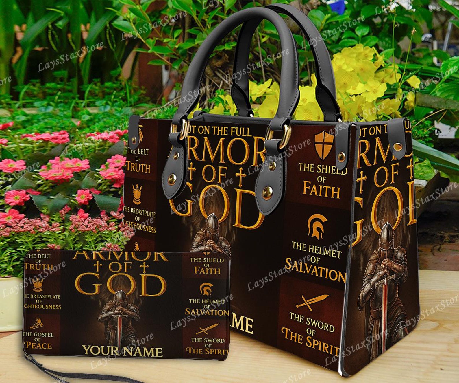 Personalized Christian Armor of God Handbag, Religious Scripture Tote ...
