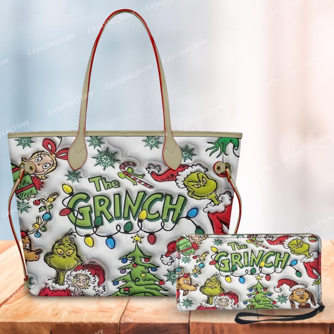 Personalized Grinch Christmas Tote Handbag, Grinch Women Bags, Grinch ...