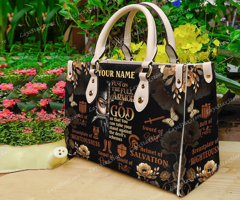 Personalized Christian Armor of God Handbag, Religious Scripture Tote ...