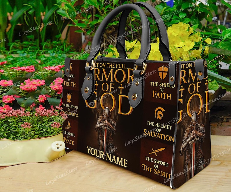 Personalized Christian Armor of God Handbag, Religious Scripture Tote ...