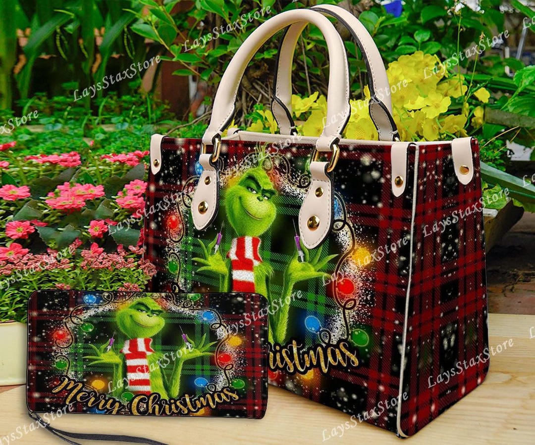 Personalized Grinch Christmas Leather Handbag, Grinch Women Bags ...