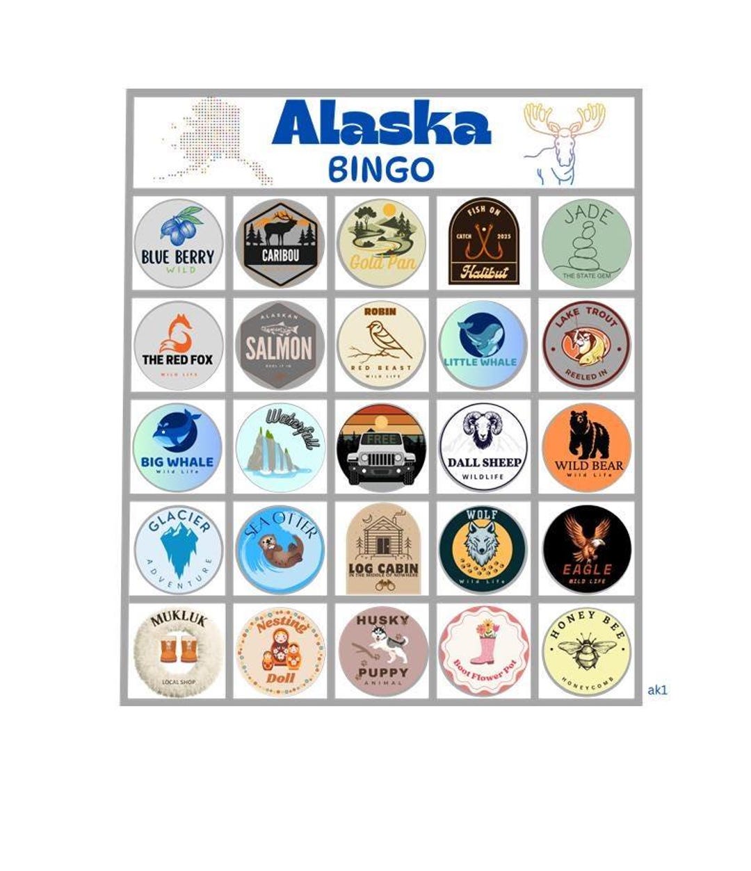 Alaska Vacation Bingo Game: 12 Unique Cards & Stickers (digital ...