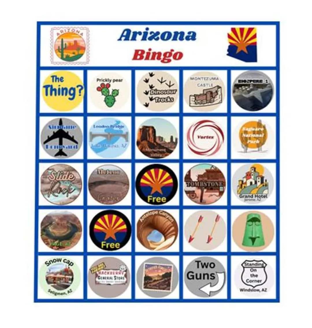 Arizona Road Trip Bingo: 12 Unique Game Cards (digital Download - Etsy