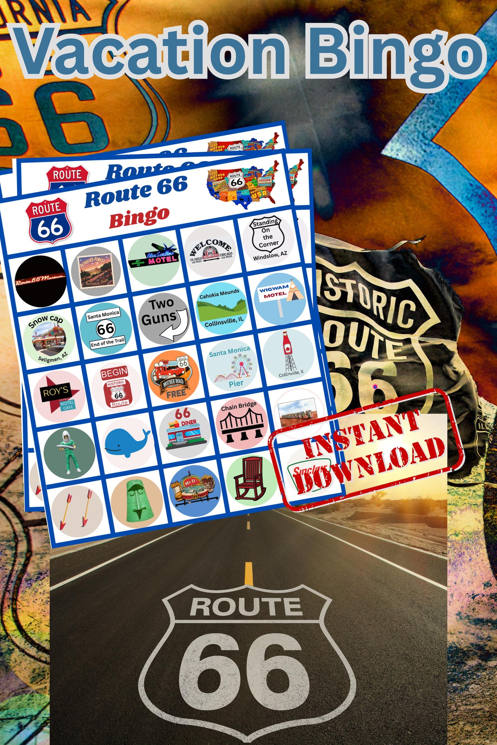 Route 66 Bingo: Family Road Trip Game (digital Download) - Etsy