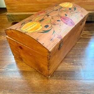 Antique Domed Chest Trunk Hand Painted Folk Art - Etsy