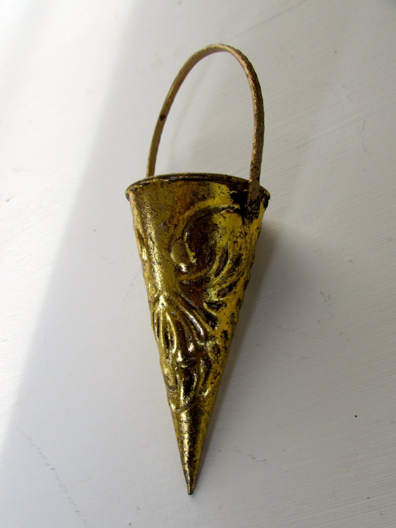 Vintage Metal Cornucopia Candy Holder Gilt Vase | Etsy