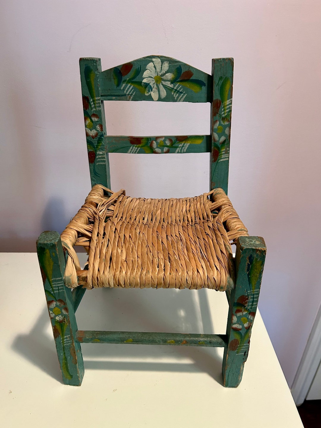Vintage Mexican Folk Art Hand Painted Wood Chair - Etsy