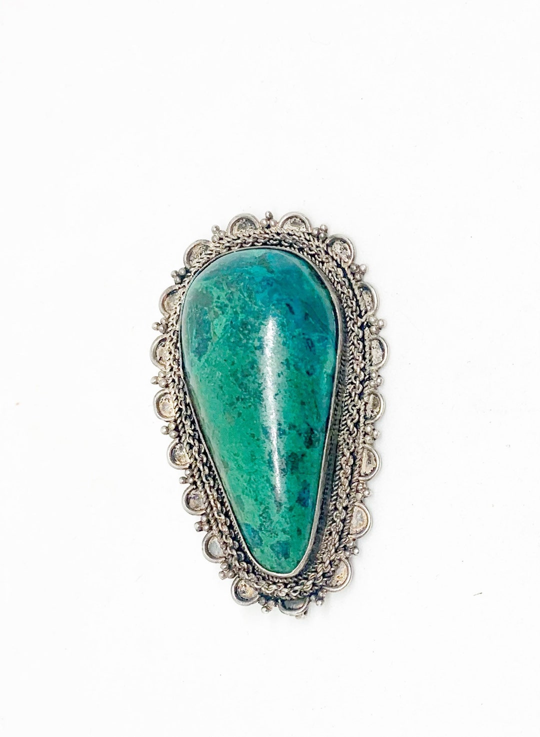 Vintage Israel Eliat Chrysocolla Pendant and Brooch Sterling Silver - Etsy