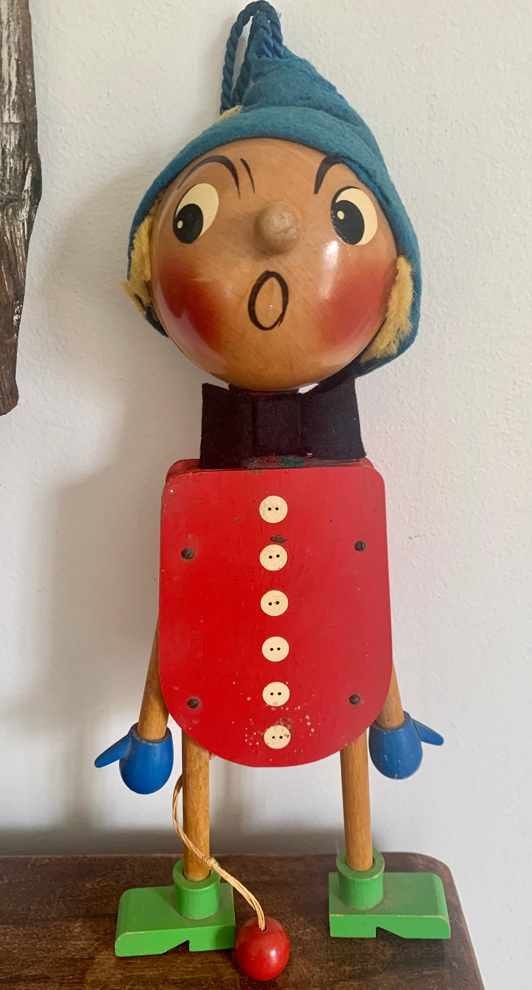 Vintage Wood Pull String Toy Doll Pinocchio Pull Toy - Etsy