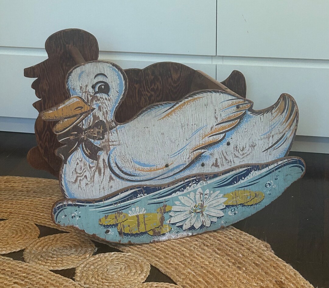 1940s Nursery Wood Duck Rocking Chair - Etsy