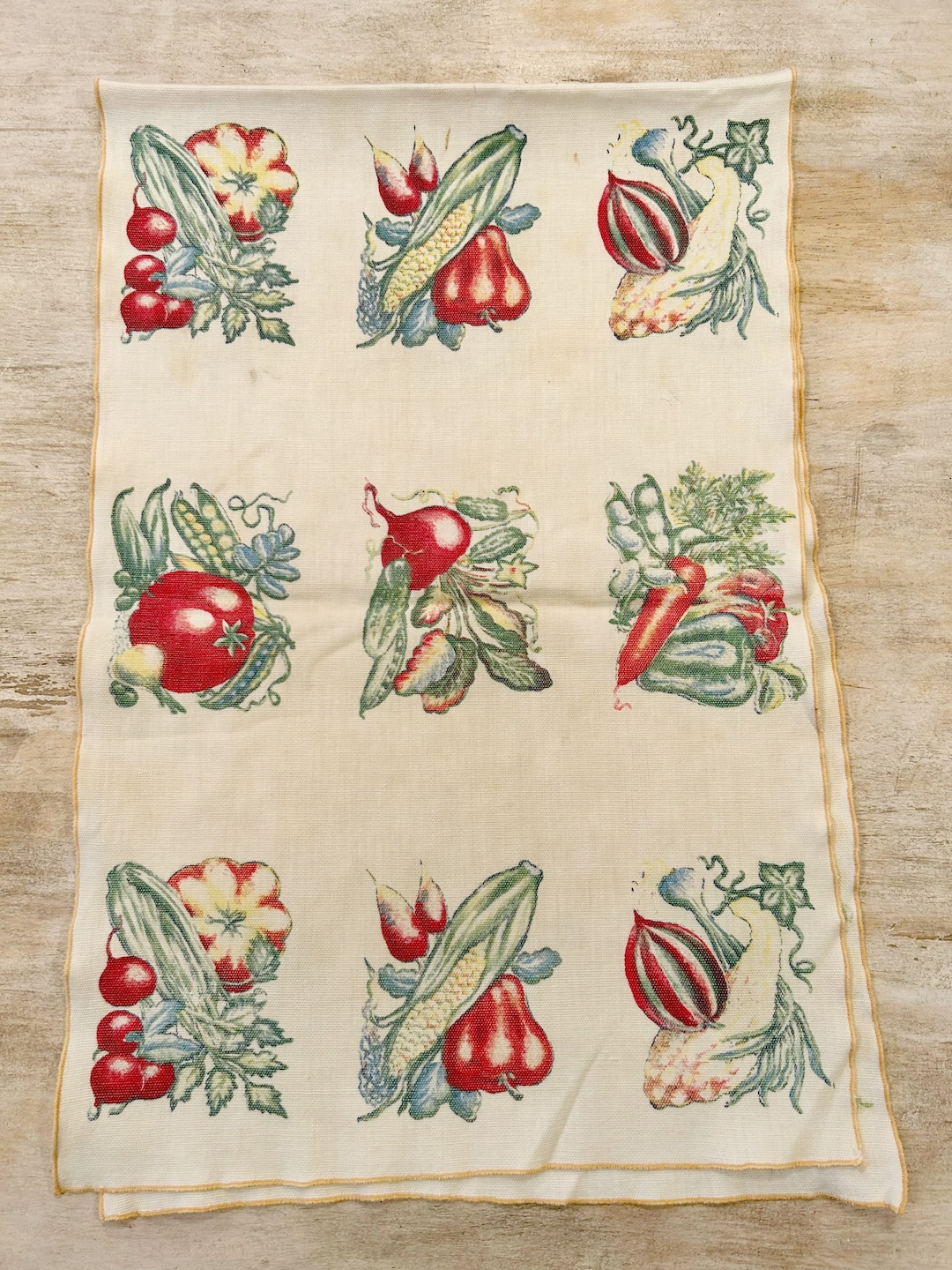 Vintage Kitchen Cotton Towel Vegetable Print - Etsy UK