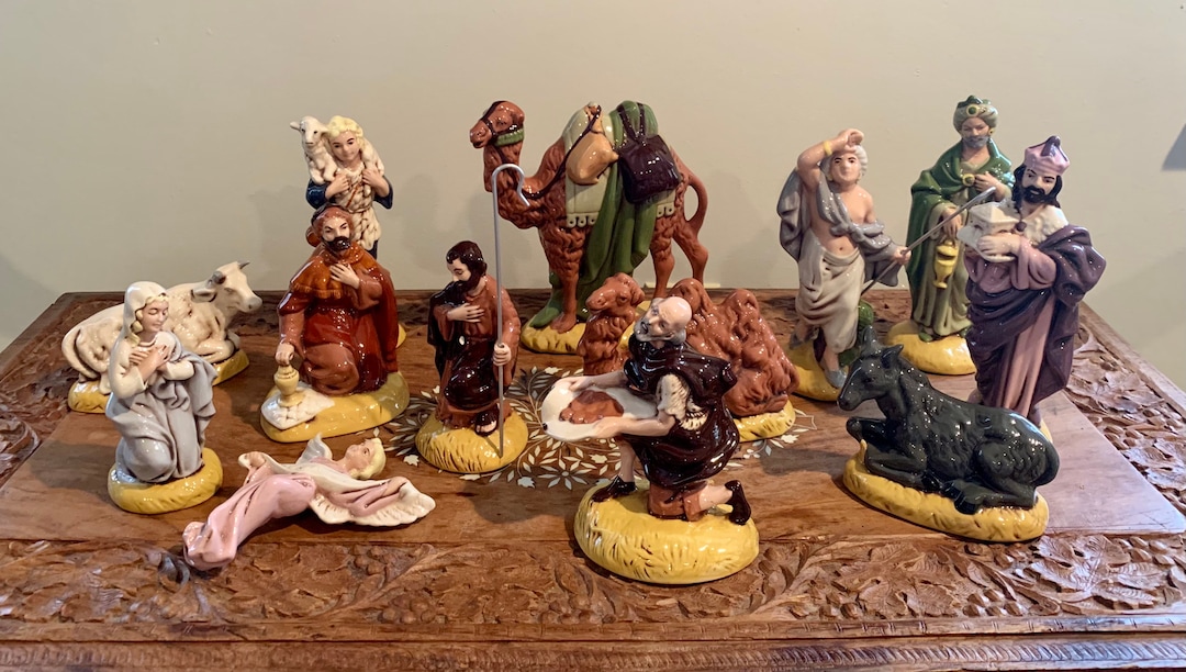 Vintage 1960s Atlantic Mold Ceramic Nativity 13 Piece Set - Etsy