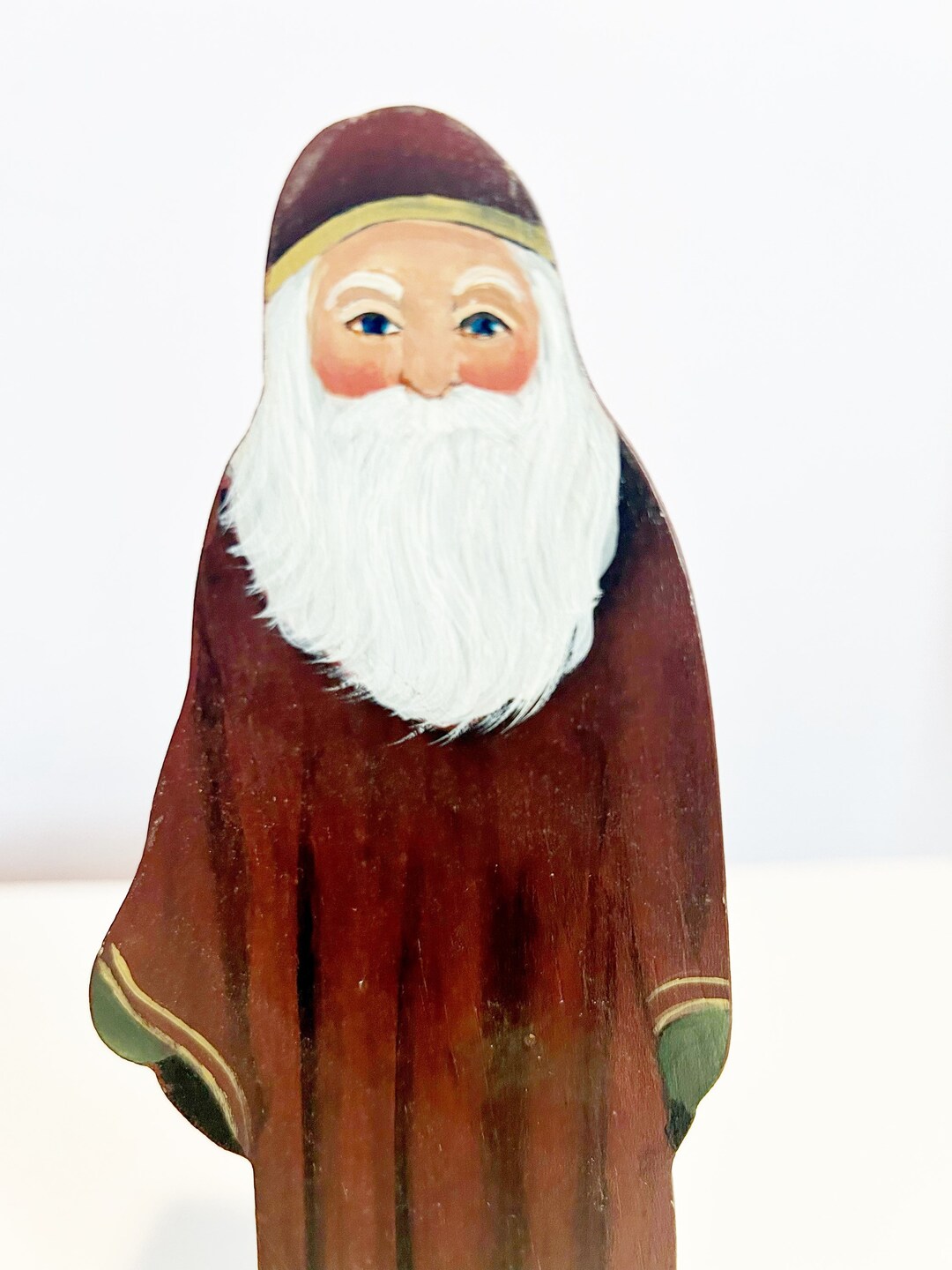 Folk Art Wood Santa Rustic Santa Claus Old Saint Nick Hand Painted Wood ...