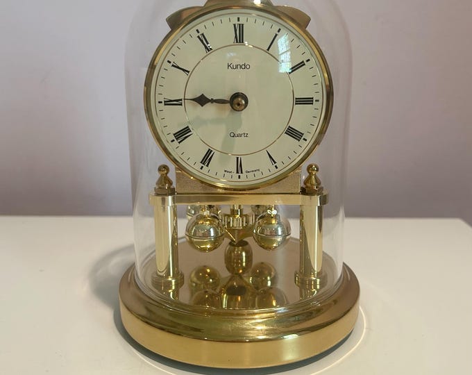 Vintage West German Kundo Anniversary Clock Glass Dome - Etsy